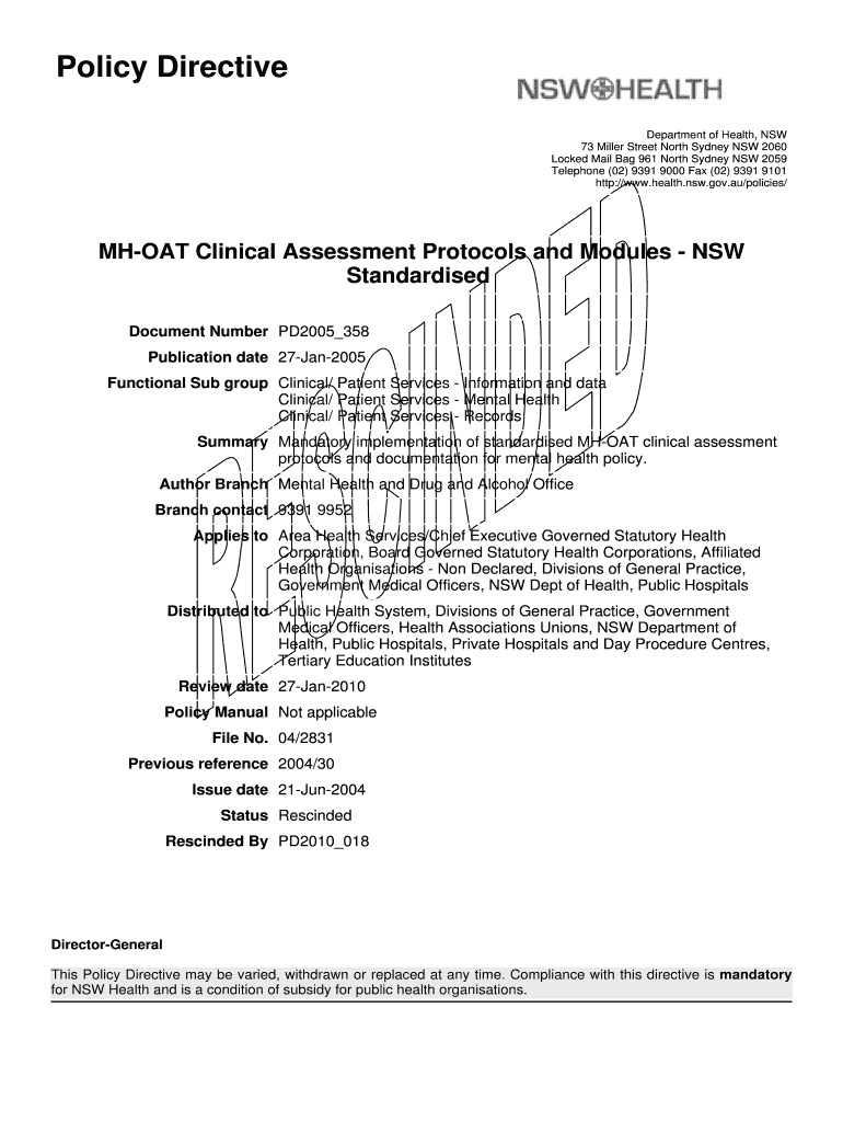Fillable Online MH-OAT Clinical Assessment Protocols and Modules - NSW ...