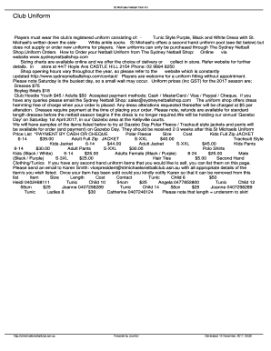 Fillable Online Netball Australia Fact Sheet Fax Email Print - pdfFiller