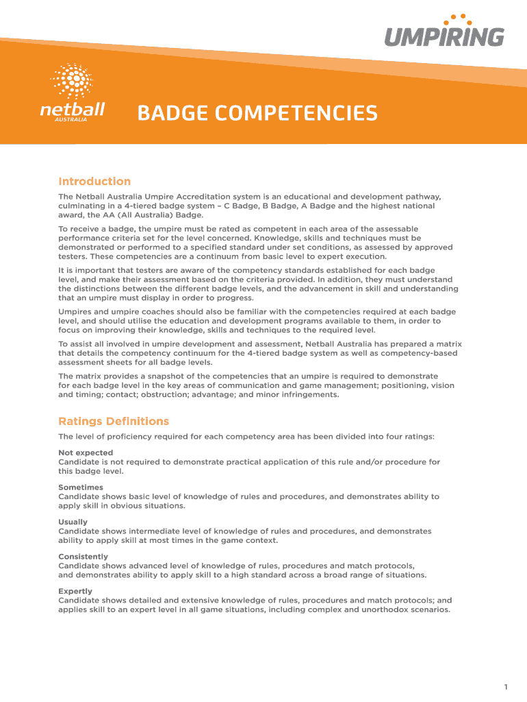 Fillable Online BADGE COMPETENCIES Fax Email Print - pdfFiller