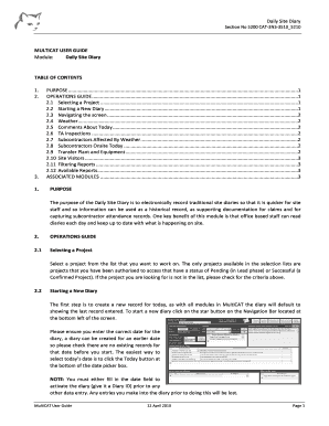 Fillable Online Daily Site Diary Fax Email Print - pdfFiller