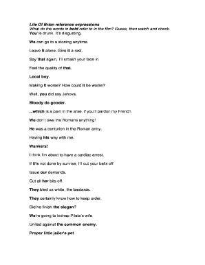 Fillable Online Life Of Brian reference expressions Fax Email Print ...