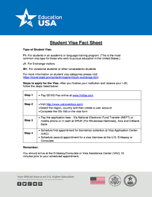 Fillable Online Student Visa Fact Sheet Fax Email Print - pdfFiller
