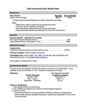 Fillable Online Tyee Community Gym Rental Fees* Fax Email Print - pdfFiller