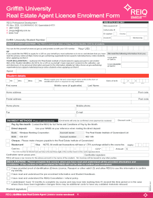 Fillable Online Real Estate Agent Licence Enrolment Form Fax Email ...