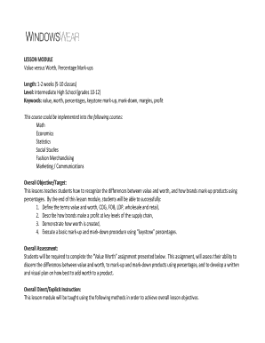 Fillable Online Value versus Worth, Percentage Mark-ups Fax Email Print ...