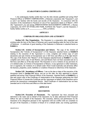 Fillable Online GUARANTORS CLOSING CERTIFICATE Fax Email Print - pdfFiller