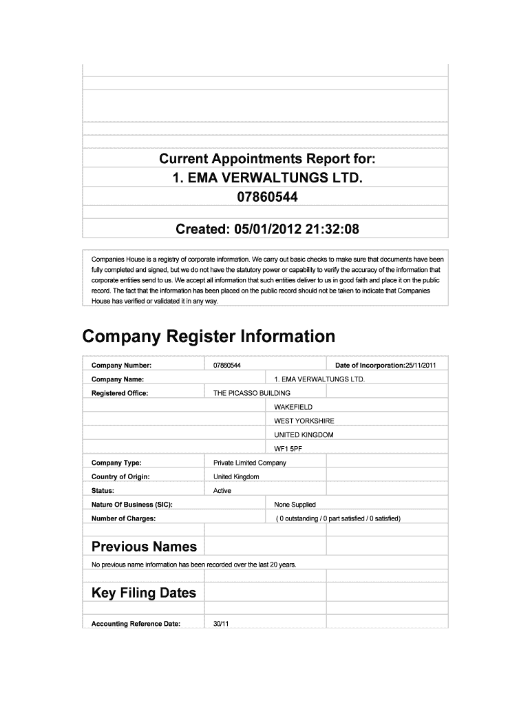 Fillable Online Companies House is a registry of corporate information ...