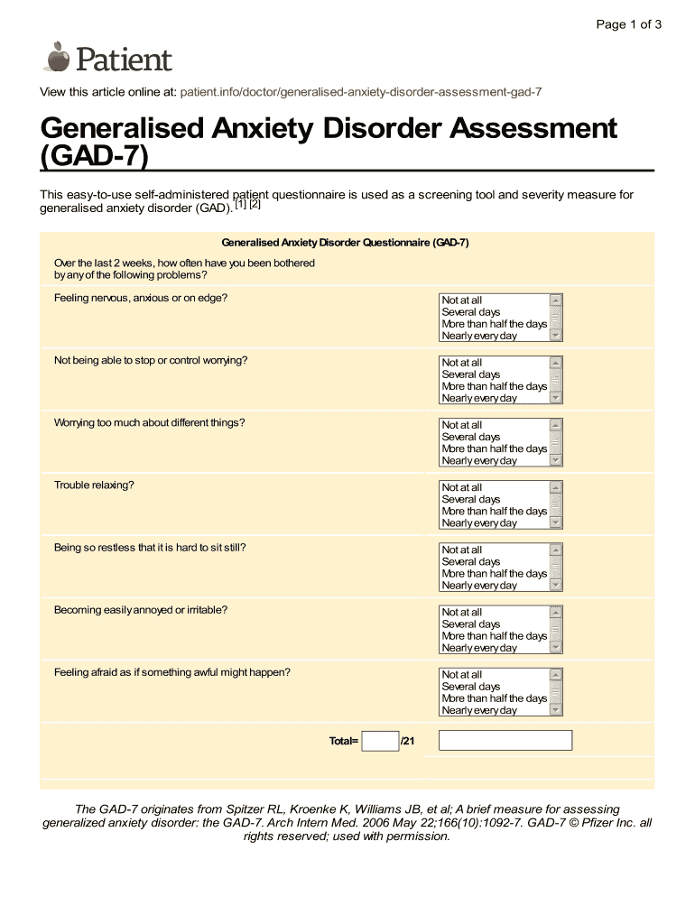 Fillable Online info/doctor/generalised-anxiety-disorder-assessment-gad ...