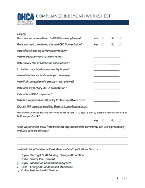 Fillable Online COMPLIANCE & BEYOND WORKSHEET Fax Email Print - pdfFiller
