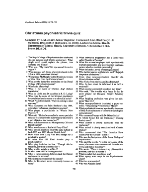 Fillable Online Christmas psychiatric trivia quiz Fax Email Print ...