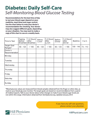 Fillable Online Diabetes: Daily Self-Care Fax Email Print - pdfFiller