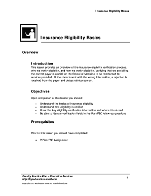 Fillable Online Insurance Eligibility Basics Fax Email Print - pdfFiller