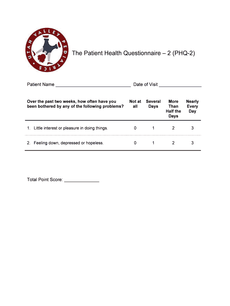 Fillable Online The Patient Health Questionnaire 2 Phq 2 Fax Email