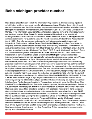 Fillable Online Bcbs michigan provider number Fax Email Print - pdfFiller