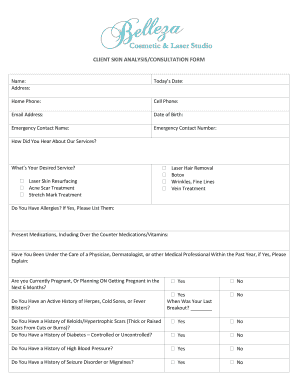 Fillable Online CLIENT SKIN ANALYSIS/CONSULTATION FORM Fax Email Print ...