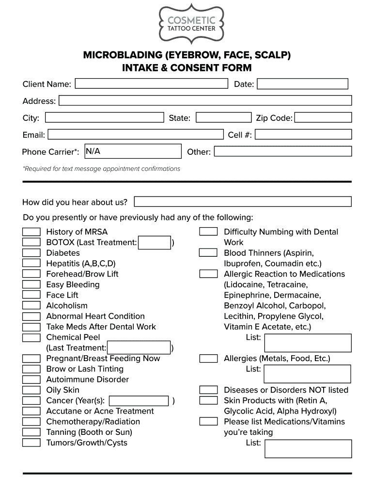Fillable Online MICROBLADING (EYEBROW, FACE, SCALP) Fax Email Print ...