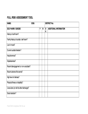 Fillable Online FULL RISK ASSESSMENT TOOL Fax Email Print - pdfFiller