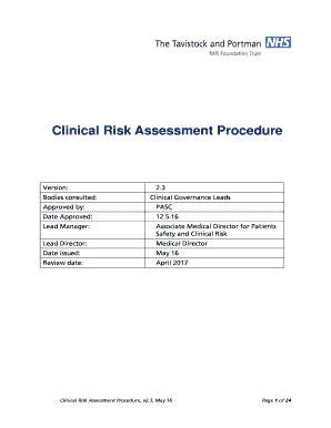 Fillable Online Clinical Risk Assessment Procedure Fax Email Print ...