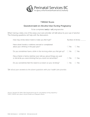 Fillable Online Questionnaire on Alcohol Use During Pregnancy Fax Email ...