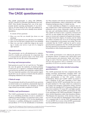 Fillable Online The CAGE questionnaire is, along with TWEAK, Fax Email Print - pdfFiller
