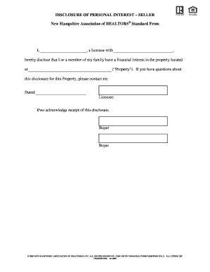 Fillable Online DISCLOSURE OF PERSONAL INTEREST SELLER Fax Email Print ...