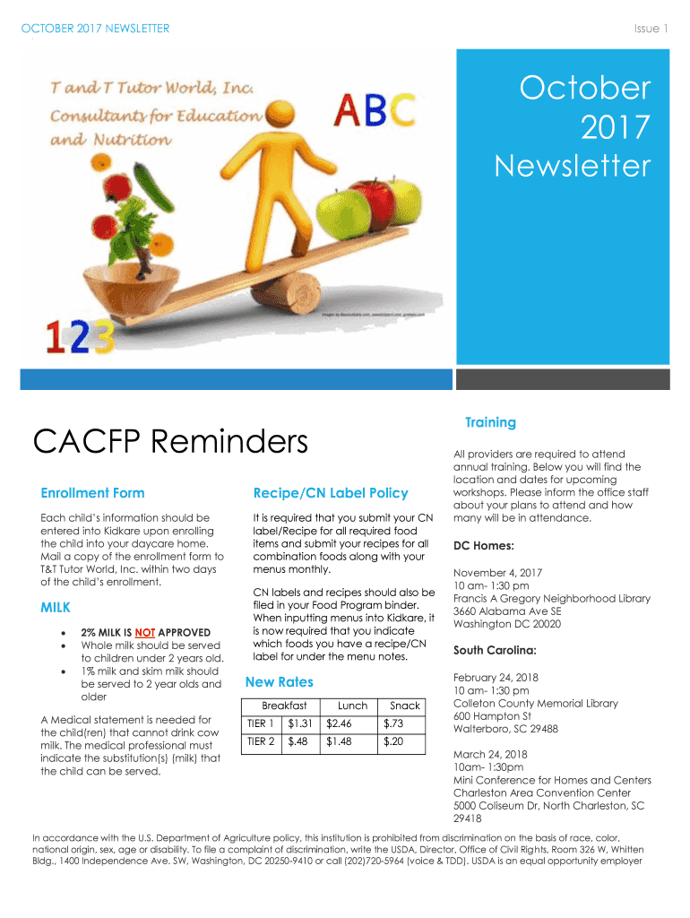 Fillable Online CACFP Reminders Fax Email Print - pdfFiller