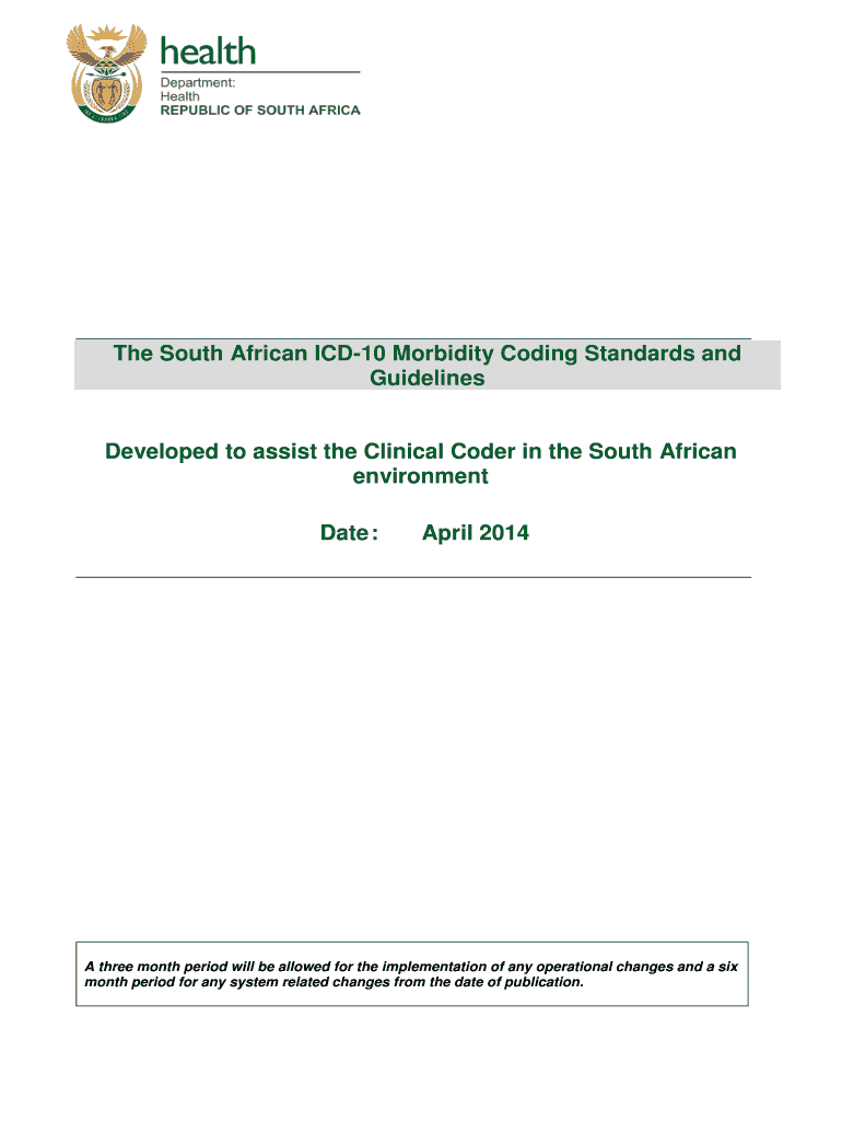 Fillable Online The South African ICD-10 Morbidity Coding Standards and ...