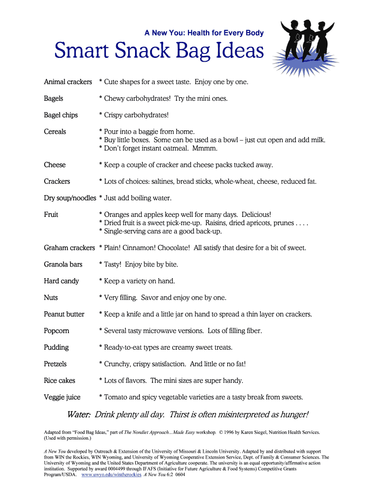 Fillable Online Smart Snack Bag Ideas Fax Email Print - pdfFiller