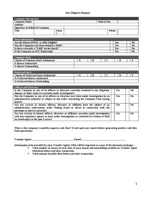 Due Diligence Request: Doc Template | pdfFiller
