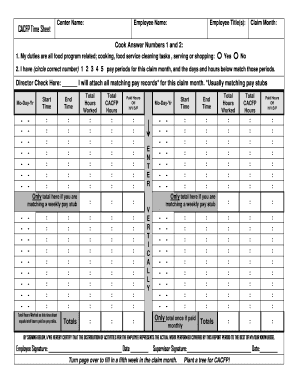 Fillable Online CACFP Time Sheet Fax Email Print - pdfFiller