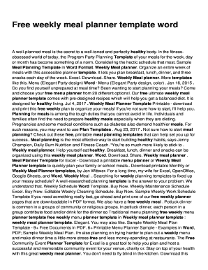 Fillable Online Free weekly meal planner template word Fax Email Print ...