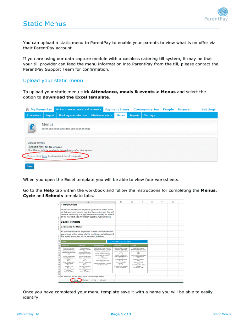 Fillable Online Static Menus Fax Email Print - pdfFiller