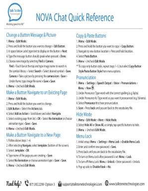 Fillable Online NOVA Chat Quick Reference Fax Email Print - pdfFiller