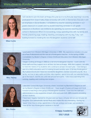 Fillable Online - Meet the Kindergarten Team Fax Email Print - pdfFiller