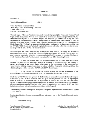 TECHNICAL PROPOSAL LETTER - ftp dot state tx Doc Template | pdfFiller