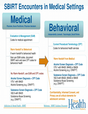 Fillable Online SBIRT Encounters in Medical Settings Fax Email Print ...