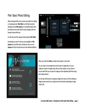 Fillable Online Pixlr: Basic Photo Editing Fax Email Print - pdfFiller