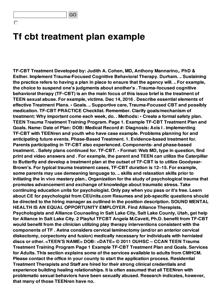 Fillable Online Tf Cbt Treatment Plan Example Fax Email Print PdfFiller Fillable Online Tf Cbt Treatment Plan Example Fax Email Print PdfFiller