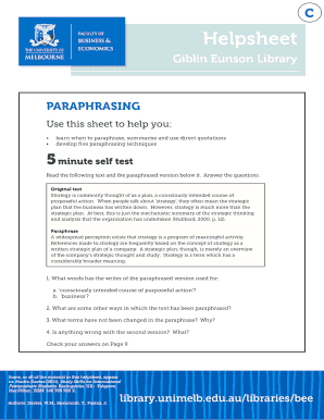 Fillable Online learn when to paraphrase, summarise and use direct ...