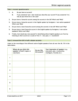 Fillable Online British regional accents Fax Email Print - pdfFiller