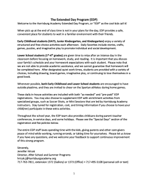 Fillable Online The Extended Day Program (EDP) Fax Email Print - pdfFiller