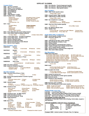 Fillable Online NYPD UCT 10 CODES Fax Email Print - pdfFiller