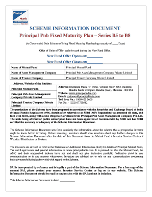 Fillable Online Principal Pnb Fixed Maturity Plan Series B5 to B8 Fax ...