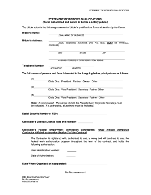 Fillable Online STATEMENT OF BIDDER'S QUALIFICATIONS Fax Email Print ...