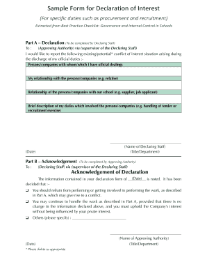 Fillable Online Sample Form for Declaration of Interest Fax Email Print ...