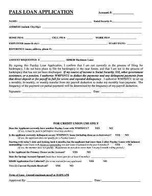 Fillable Online PALS LOAN APPLICATION Fax Email Print - pdfFiller