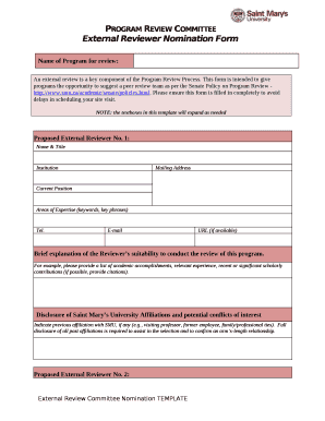 External Reviewer Nomination Doc Template | pdfFiller