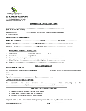 Fillable Online SHARES DRIVE APPLICATION FORM Fax Email Print - pdfFiller