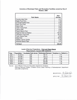 Fillable Online Inventory of Municipal Parks and Recreation Facilities ...