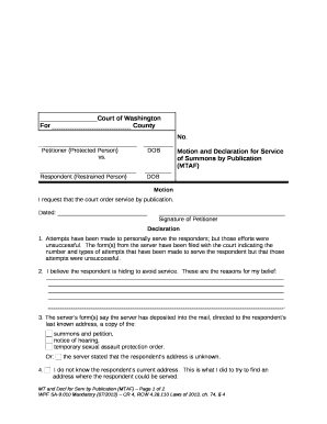 Motion and Declaration for Service of Summons by Publication Doc ...
